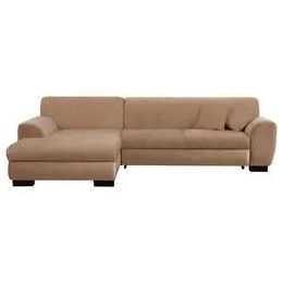 Ecksofa Home Affaire "Nika zeitlos und elegant, L-Form", braun (caf&eacute;), B:277cm H:84cm T:84cm, Primabelle-Microfaser (100% Polyester);Struktur (70% Polyacryl, 30% Polyester), Sofas, Ecksofa, wahlweise mit Bettfunktion, auch in Cord