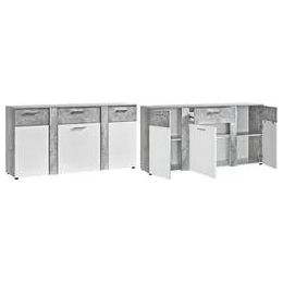 Kommode Procontour "Trenti", grau (betonfarben, wei&szlig;), B:155cm H:81cm T:40cm, Sideboards, Kommode, H&ouml;he 81 cm, mit variabel verstellbaren Einlegeb&ouml;den