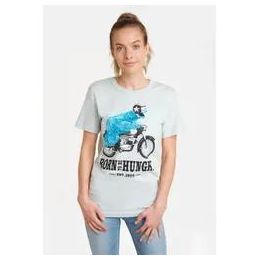 T-Shirt logoshirt "Sesamstrasse - Kr&uuml;melmonster Motorrad", Damen, Gr. S, blau (hellblau), 100% Baumwolle, bedruckt, normal, Rundhals, Shirts T-Shirt, mit lizenziertem Print