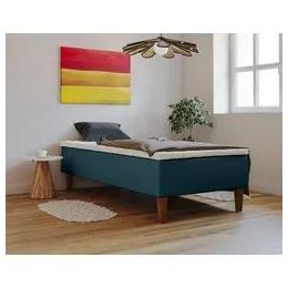 Boxspringbett Home Affaire "Osterberg", blau (dunkelblau), B:121cm L:201cm, 100% Polyester, Komplettbetten, Boxspringbett, mit Taschen-Federkernunterbox