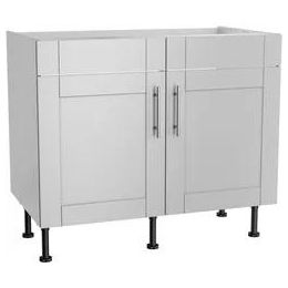 Sp&uuml;lenschrank KOCHSTATION "KS-Ahus", grau (hellgrau matt, hellgrau), B:100cm H:87cm T:58,4cm, Schr&auml;nke, Sp&uuml;lenschrank, Breite 100 cm