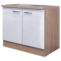 Sp&uuml;lenschrank Flex-Well "Florenz", wei&szlig; (hochglanz wei&szlig;, sonoma eiche), B:100cm H:86cm T:57cm, Holzwerkstoff, Schr&auml;nke, Sp&uuml;lenschrank, (B x H x T) 100 x 86 x 60 cm, inkl. Einbausp&uuml;le