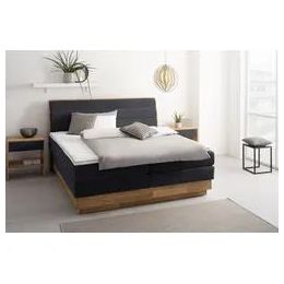 Boxspringbett OTTO HOME "Jenna", schwarz (carbone), B:204cm L:216cm, Komplettbetten, Boxspringbett, ohne LED-Beleuchtung, mit zertifizierten, recycelten Bezugsstoffen
