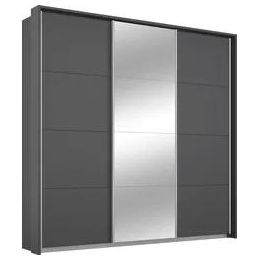 Schwebet&uuml;renschrank Rauch "Kleiderschrank Schrank Garderobe W&auml;scheschrank TOMA mit Passepartout", grau (graumetallic), B:211cm H:214cm T:64cm, Holzwerkstoff, Schr&auml;nke, Schwebet&uuml;renschrank, inkl. Regaleinsatz sowie zus&auml;tzlichen Einlegeb&ouml;den MADE IN GERMANY