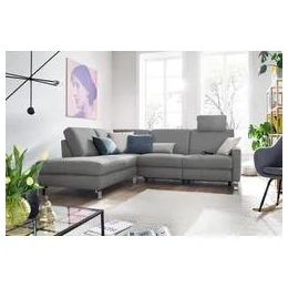 Ecksofa 3C Candy "Mainau modern und elegant, mit gutem Sitzkomfort, L-Form", grau, B:257cm H:89cm T:220cm, Struktur ( 100% Polyester);Luxus-Microfaser weich: 98% Polyester, 2% Nylon, ;Struktur weich (mit Wasser zu reinigen): 16% Baumwolle, 79% Polyester, 5% Polyacryl, Sofas, Ecksofa, wahlweise mit elektrischer Relaxfunktion, Federkern