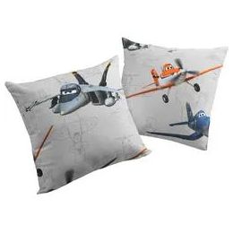 Dekokissen WIRTH "Planes Echo" Gr. 1, grau (hellgrau, gemustert), B:40cm L:40cm, Polyester, Dekokissen_Sitzkissen_Kissenh&uuml;llen, Disney, Kissenh&uuml;lle ohne F&uuml;llung, 2 St&uuml;ck