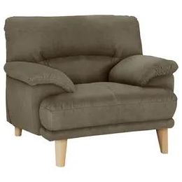 Sessel Trendmanufaktur "Cecilia, Loungesessel, italienisches Design, bequeme Armlehnen", braun (schlamm), B:112cm H:87cm T:90cm, Sessel, Sessel, aufwendige R&uuml;ckenverarbeitung f&uuml;r hohen Sitzkomfort, Holzfu&szlig;