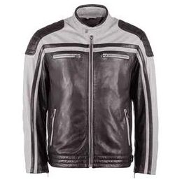 Lederjacke JCC "3102170", Herren, Gr. 50, schwarz (schwarz grau), Obermaterial: 100% Lammleder; Lining 50% Polyester, 50% Baumwolle; &Auml;rmelfutter: 100% Polyester, Jacken