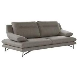 3-Sitzer Calia italia "Cezanne modern, elegant und bequem, aufwendige Detailverarbeitung", grau (34 sabbia), B:215cm H:90cm T:109cm, Sofas, wahlweise mit Sitztiefenverstellung