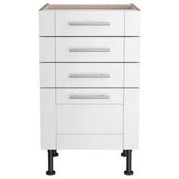Unterschrank KOCHSTATION "KS-Ahus", braun (wei&szlig; matt, wildeiche nachbildung), B:50cm H:87cm T:58,4cm, Schr&auml;nke, Unterschrank, Breite 50 cm