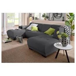 Wohnlandschaft Home Affaire "Langeland U-Form", grau (anthrazit), B:297cm H:85cm T:163cm, Filzoptik (100% Polyester);Struktur (100% Polyester);Webstoff (100% Polyester), Sofas, Wohnlandschaft, incl. 2 Zierkissen, Recamiere wahlweise links oder rechts