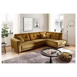 Polsterecke TRENDS BY HG "Barcelona L-Form", gelb (senf), B:273cm H:86cm T:165cm, Sofas, mit Metallfuss, frei im Raum stellbar