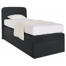 Boxspringbett, schwarz, B:105cm L:212cm, Box und Kopfteil: Microvelours (100% Polyester) oder Kunstleder (Polyurethan);Bezug der Obermatratze: 100% Polyester, Westfalia Schlafkomfort, Komplettbetten, Boxspringbett, wahlweise mit Bettkasten