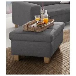Hocker Home Affaire "Corby", grau (anthrazit), B:64cm H:43cm T:64cm, Struktur fein (100% Polyester);Chenille (100% Polyester);NaturLEDER (echtes Rindsleder) auf Sitzfl&auml;che, Kunstleder im Korpus;Melrose (100% Polyester), Hocker, Polsterhocker