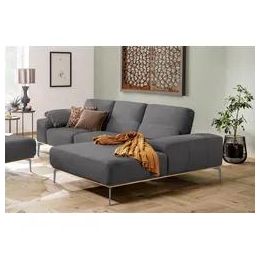 Ecksofa W.Schillig "run, Designsofa mit tollem Sitzkomfort, bequem, L-Form", grau (grau w82), B:279cm H:88cm T:178cm, Longlife Xtra-Leder Z73: Naturwalkleder der Luxusklasse aus den erlesensten Rohh&auml;uten. Hautst&auml;rke 1, 1 &ndash; 1, 3 mm;ROHLEDER Jacquard-Flachgewebe Q2 W60 (63% Polyester, 37% Polyacryl);ROHLEDER Chenille-Flachgewebe Q2 W77 (68% Polyacryl, 32% Polyester);Stoff S37 (100% Polyester), Sofas