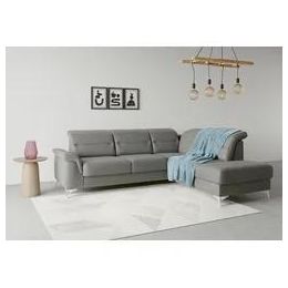 Sit & More Ecksofa SIT & MORE "Sinatra L-Form", grau (steel), B:251cm H:85cm T:220cm, 100% Polyester, Sofas, Ecksofa, mit Ottomane, optional mit Kopfteilverstellung und Armteilfunktion
