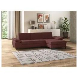 Ecksofa DOMO collection "Capelo, komfortabel, klare Linien zeichnen dieses Design aus, L-Form", lila (beere), B:297cm H:84cm T:160cm, 70%Polyacryl, 15% Polyester, 15% Baumwolle, Sofas, Ecksofa, mit Armteilverstellung, wahlweise mit Bettfunktion, Federkern