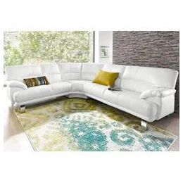 Ecksofa Trendmanufaktur "Cecilia in italienischem Design, modern und komfortabel, L-Form", wei&szlig; (altwei&szlig;), B:280cm H:87cm T:240cm, NaturLEDER (echtes Rindsleder) in Sitz und R&uuml;cken. Korpus in passendem Kunstleder SOFTLUX bezogen;Luxus-Microfaser ALCAZAR (100% Polyester);Kunstleder SOFTLUX;Microfaser PRIMABELLE (100% Polyester), Sofas, Ecksofa, bequeme Armlehnen, mit langem Schenkel