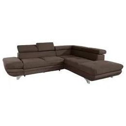 Ecksofa COTTA "Enterprise L-Form", braun (espresso), B:273cm H:72cm T:237cm, Struktur (100% Polyester );Chenille (90% Polyester; 10% Polyamid ), Sofas, Ecksofa, mit Arm- & Kopfteilverstellung, wahlweise mit Bettfunktion