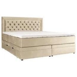 Boxspringbett Home Affaire "Julien", beige (cream), B:181cm L:210cm, 100% Polyester, Komplettbetten, Boxspringbett, mit Taschenfederkernmatratze