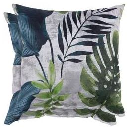 Dekokissen GO-DE "Dana", gr&uuml;n (gr&uuml;n, beige, bedruckt), B:38cm L:38cm, Baumwolle, Polyester, Dekokissen_Sitzkissen_Kissenh&uuml;llen, vielseitig einsetzbar