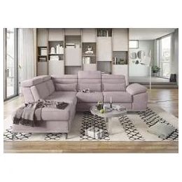 Sit & More Ecksofa SIT & MORE "Cabrio L-Form, B: 274 cm, mit Sitztiefen-, Arm- & Kopfteilverstellung", rosa (rose), B:274cm H:87cm T:230cm, 100% Polyester, Sofas, Ecksofa, 3 Nierenkissen, Federkern, optional Bettfunktion und Stauraum