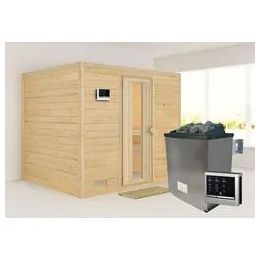 Sauna Karibu "Soraja", beige (naturbelassen), Saunaofen, externe Steuerung, 9 kW, Saunen, Ofen 9 KW externe Strg easy