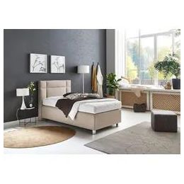 Boxspringbett, beige (feinstrukturstoff sand), Kaltschaum-Topper, Liegefl&auml;che B/L: 100cm x 200cm, H3, Bonnell-Federkernmatratze, Bezug Unterbox und Kopfteil: Feinstrukturstoff (77% Polyester, 23% Viskose);Bezug Obermatratze 100% Polyester, waschbar bis 60C, Westfalia Schlafkomfort, Komplettbetten, Boxspringbett, in diversen Ausf&uuml;hrungen