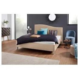 Polsterbett, beige, B:172cm H:100cm L:210cm, Bezug Bett: Velours mit grober Lederoptik (100% Polyester);Bonnellfederkernmatratze: 51% Polypropylen, 39% Polyester, 10% Baumwolle;Kaltschaummatratze: 100% Polyester, Bezug abnehm- und waschbar bis 60C, Westfalia Schlafkomfort, Betten, Polsterbett
