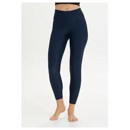 ENDURANCE ATHLECIA Trainingstights ATHLECIA "Cadidell", Damen, Gr. 40, EURO-Gr&ouml;&szlig;en, blau (dunkelblau), 80% Nylon, 20% Elasthan, unifarben, Hosen, im gl&auml;nzendem Look