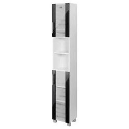 Seitenschrank Welltime "Jaca", grau (anthrazit, wei&szlig;), B:30cm H:185cm T:27cm, Schr&auml;nke, Seitenschrank, Breite 30 cm, mit MDF Hochglanz-Fronten