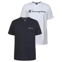 T-Shirt Champion, Herren, Gr. 3XL, blau (marine, wei&szlig;), Obermaterial: 100% Baumwolle, Basic h&uuml;ftlang, Rundhals, Shirts T-Shirt