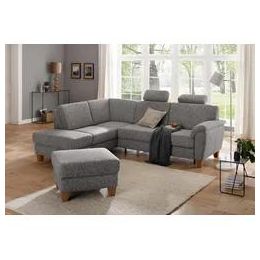 Ecksofa Home Affaire "Alta L-Form", grau, B:250cm H:89cm T:201cm, Struktur ( 100% Polyester);Struktur fein ( 100% Polyester);Luxus-Microfaser ALTARA NUBUCK (100% Polyester), Sofas, Ecksofa, mit Federkern und Kontrastnaht, F&uuml;&szlig;e Buche eichefarben