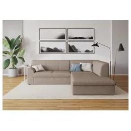Ecksofa DOMO collection "Topper zeitlos elegant, kompakte Stellma&szlig;eL-Form", braun (braun, beige), B:237cm H:78cm T:200cm, Sofas, Ecksofa, mit Ottomane, wahlweise mit Schlaffunktion