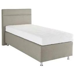 Boxspringbett, beige (struktustoff dunkelbeige), ohne LED-Beleuchtung, Liegefl&auml;che B/L: 90cm x 200cm, H3, Bonnell-Federkernmatratze, Bezug Unterbox und Kopfteil: Strukturstoff (77% Polyester und 23% Viskose);Bezug Obermatratze 100% Polyester, waschbar bis 60C, Westfalia Schlafkomfort, Komplettbetten, Boxspringbett, wahlweise mit LED-Beleuchtung