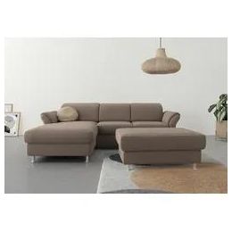 Sit & More Ecksofa SIT & MORE "Apulia L-Form", grau (taupe), B:250cm H:78cm T:185cm, Webstoff (100% Polyester);Struktur weich (90% Polyester, 10% Polyamid);Luxus-Microfaser Euphoria (100% Polyester);Samtoptik (100% Polyester), Sofas, Ecksofa, wahlweise Bettfunktion, Bettkasten und Kopf- und Armteilverstellung