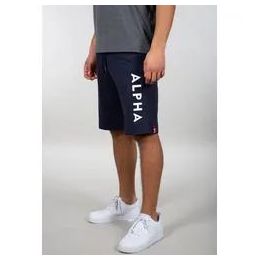 Sweatshorts Alpha Industries "Jersey Short", Herren, Gr. L, N-Gr, blau (rep. blau), angeraute Sweatware, Obermaterial: 100% Baumwolle, bedruckt, schmal, Hosen Sweatshorts