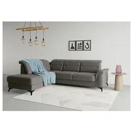Sit & More Ecksofa SIT & MORE "Sinatra L-Form", grau (fango), B:251cm H:85cm T:220cm, 100% Polyester, Sofas, Ecksofa, mit Ottomane, optional mit Kopfteilverstellung und Armteilfunktion