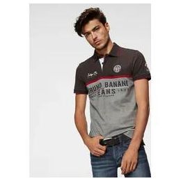 Poloshirt Bruno Banani, Herren, Gr. 4XL (68/70), grau (grau, anthrazit), Piqu&eacute;, Obermaterial: 87% Baumwolle, 8% Viskose, 5% Elasthan, bedruckt, bestickt, k&ouml;rpernah, B&uuml;ndchen, Shirts, Kurzarm, k&ouml;rpernahe Passform, mit Polokragen