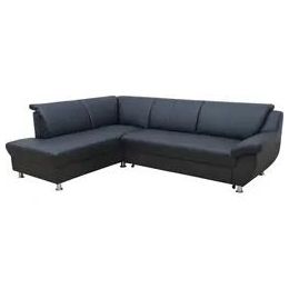 Ecksofa DOMO collection "Pilar, elegant & zeitlos, komfortabel, bequeme Armlehnen, Breite 254cm", schwarz, B:254cm H:80cm T:186cm, Kunstleder SOFTLUX;Struktur ( 100% Polyester), Sofas, Ecksofa, mit Ottomane, wahlweise mit Bettfunktion, Kunstlederbezug, L-Form