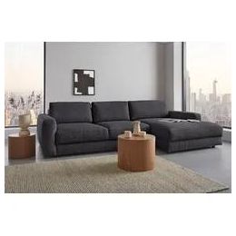 Ecksofa Home Affaire "Bloomfield, elegant, viel Platz, Mega Couch, Breite 303cm, L-Form", grau (obsidian), B:303cm H:84cm T:176cm, 100% Polyester, Sofas, Ecksofa, extra tiefe Sitzfl&auml;che, wahlweise mit Sitztiefenverstellung