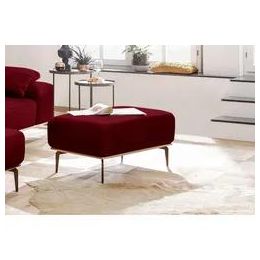 Polsterhocker W.Schillig "run", rot (merlot w82), B:75cm H:46cm T:60cm, Flachgewebe W82 Q2 (74% Polyacryl, 26% Polyester), Hocker, Polsterhocker, mit Holzsockel, F&uuml;&szlig;e in Bronze pulverbeschichtet, Breite 75 cm