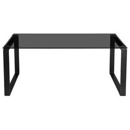 Couchtisch OTTO HOME "Simsbury", schwarz (rauchfarbenes glas, schwarz, schwarz, rauchfarbenes glas), B:110cm H:45cm T:70cm, Tische, Eckige Couchtische Glas-Couchtisch, Tischplatte aus geh&auml;rtetem Glas 0,8 cm, Gestell aus Metall, H&ouml;he 45 cm