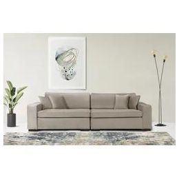 2-Sitzer Home Affaire "Skara", beige (dunkelbeige), B:220cm H:86cm T:100cm, 100% Polyester, Sofas, Lounge-Sofa mit Federkernpolsterung, in vielen Bezugsvarianten