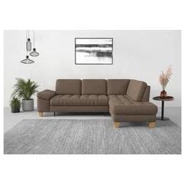 Sit & More Ecksofa SIT & MORE "Westham L-Form", braun (chocco), B:261cm H:88cm T:179cm, 100% Polyester, Sofas, Ecksofa, mit Ottomane, mit oder ohne Bettfunktion, Bettkasten, Verstellung