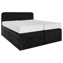 Boxspringbett, schwarz, B:195cm L:212cm, Box und Kopfteil: Microvelours (100% Polyester) oder Kunstleder (Polyurethan);Bezug der Obermatratze: 100% Polyester, Westfalia Schlafkomfort, Komplettbetten, Boxspringbett, wahlweise mit Bettkasten