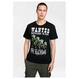T-Shirt logoshirt "Lucky Luke - The Daltons - Wanted", Herren, Gr. L, schwarz, 100% Baumwolle, bedruckt, normal, Rundhals, Shirts T-Shirt, mit coolem Retro-Druck