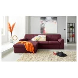 Ecksofa DOMO collection "Topper, elegant und zeitlos, kompaktes Stellma&szlig; 245/155cm, L-Form", lila (beere), B:245cm H:78cm T:155cm, Sofas, Ecksofa, mit Recamiere, wahlweise mit Schlaffunktion