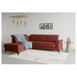 Sit & More Ecksofa SIT & MORE "Sinatra L-Form", rot (bordeaux), B:251cm H:85cm T:220cm, 100% Polyester, Sofas, Ecksofa, mit Ottomane, optional mit Kopfteilverstellung und Armteilfunktion