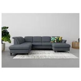 Sit & More Wohnlandschaft SIT & MORE "Maggiore U-Form", grau (dunkelgrau), B:312cm T:224cm, 98% Polyester, 2% Polyamid, Sofas, Wohnlandschaft, wahlweise mit Kopfteilverstellung, Bettfunktion und Stauraum